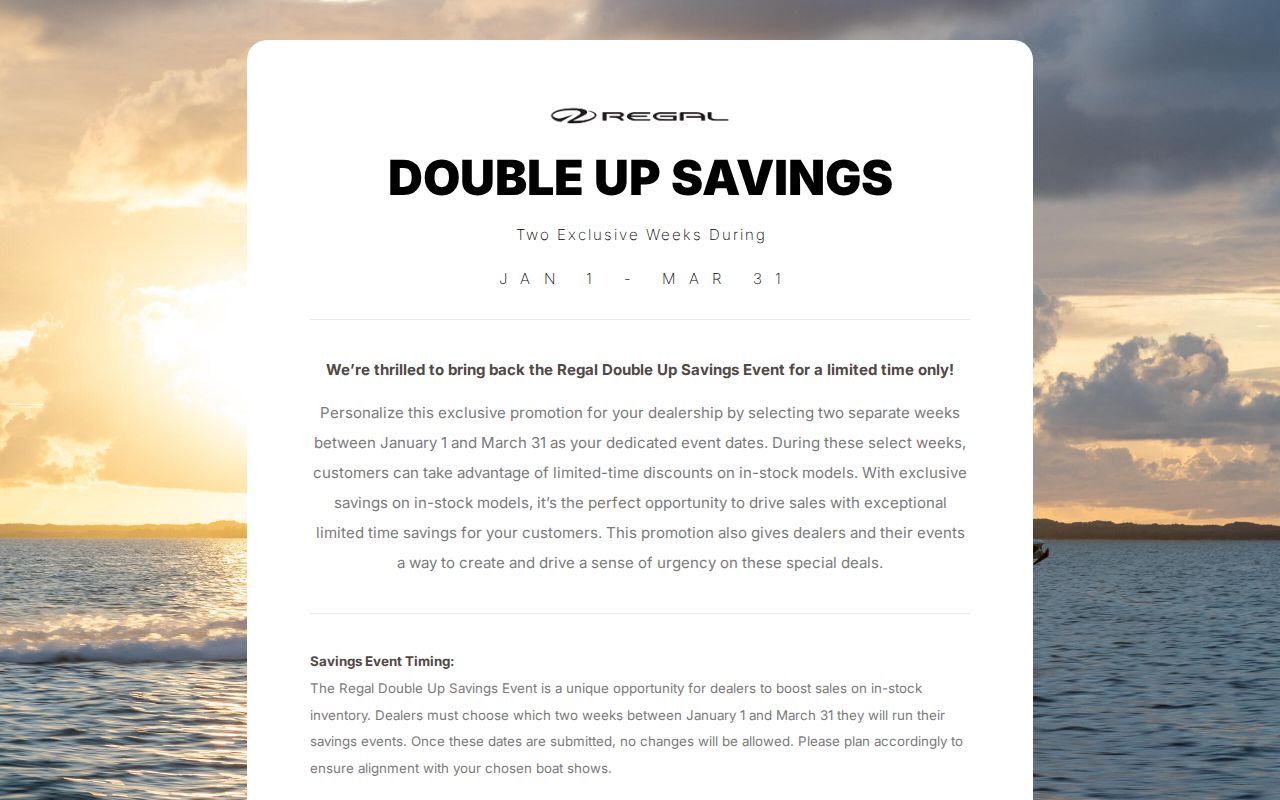 Double Up Savings Event -dealers